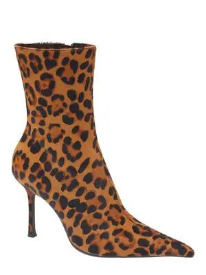 Jeffrey Campbell Daring Leather Bootie - Tan Brown Cheetah