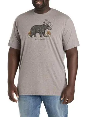 Lucky Brand Big & Tall Beer Bear Graphic Tee - Heather Grey