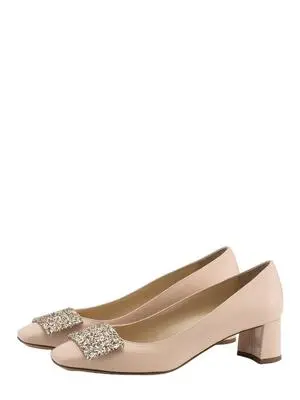 BELLS & BECKS Sofia Pebble Grain Leather Pumps Blush