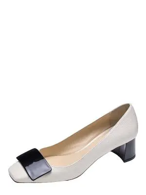 BELLS & BECKS Sofia Pebble Grain Leather Pumps White With Black