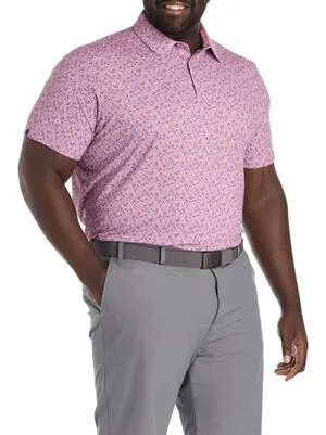 CALLAWAY Big & Tall Confetti-print Performance Polo Shirt - Mesa Rose