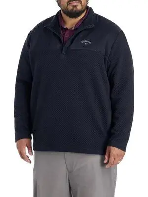 CALLAWAY Big & Tall Mixed Media Quarter Zip Pullover - Caviar