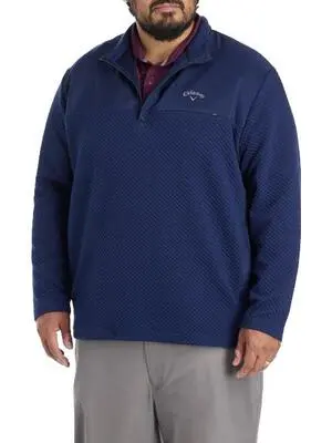 CALLAWAY Big & Tall Mixed Media Quarter Zip Pullover - Peacoat