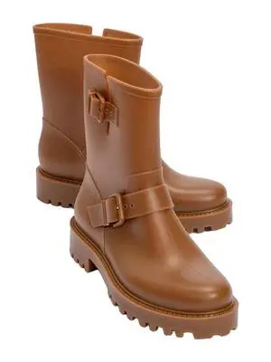 PROLOGUE SHOES Zone Rain Boot Cognac Faux Leather