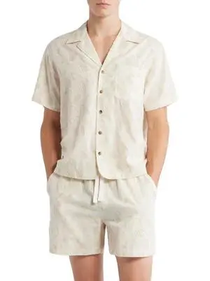 RIZORT Fin Tonal Pattern Camp Shirt - Cream