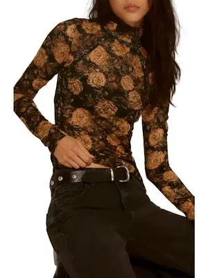 Free People Lyric Floral Lace Top - Black Combo