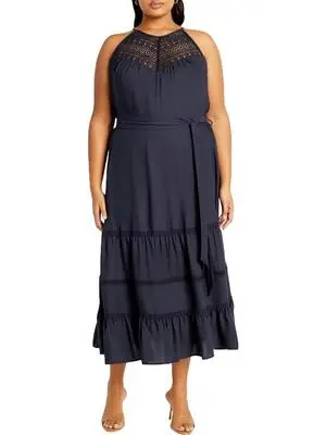 City Chic Alessia Sleeveless A-line Dress - Navy