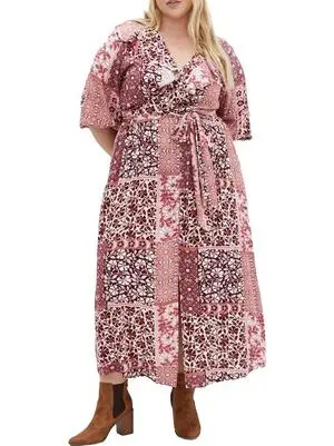 City Chic Romina Long Sleeve Maxi Dress - Print