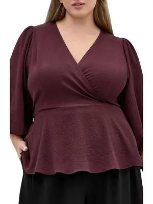 City Chic Celina Wrap Top Bordeaux