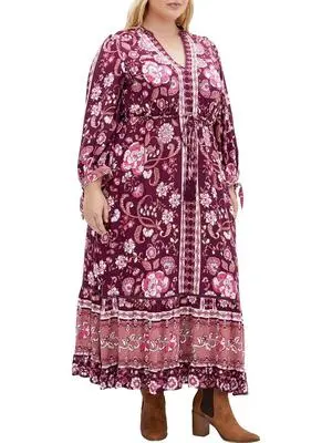 CITY CHIC Trinity Print Long Sleeve Maxi Dress