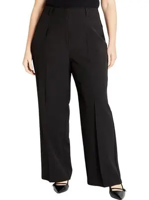 City Chic Soraya Pleat Wide-leg Trousers - Black