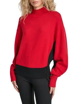 Dkny Colorblock Turtleneck Sweater City Crimson/black