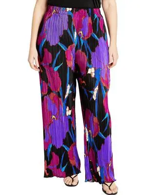 City Chic Kira Print Straight-Leg Pants Abstract