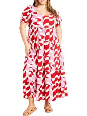 City Chic Mila Maxi Dress - Print