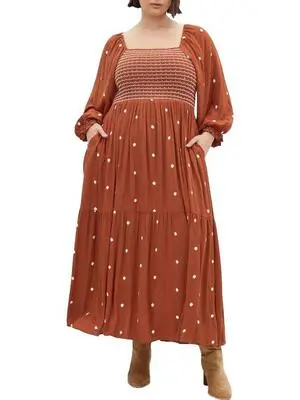 City Chic Kai Long Sleeve Maxi Dress - Honey