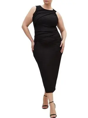City Chic Zilla Ruched Sleeveless Maxi Dress - Black