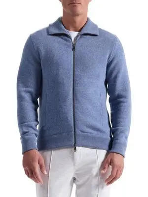 Bugatchi Wool Blend Zip Cardigan - Cobalt