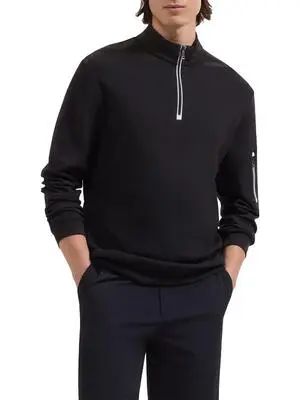 Bugatchi Quarter Zip Pullover - Black