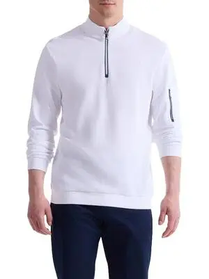 Bugatchi Quarter Zip Pullover - White
