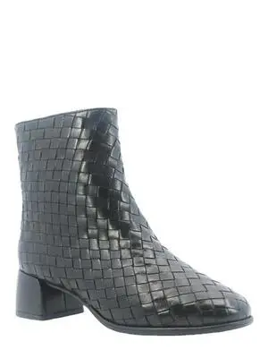 Gentle Souls Elodie Woven Leather Bootie - Black Leather