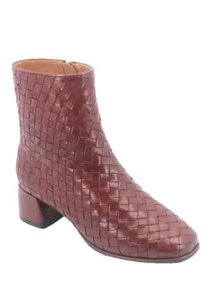 Gentle Souls Elodie Woven Leather Bootie Burgundy Leather