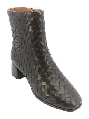 Gentle Souls Elodie Woven Leather Bootie Chocolate Leather