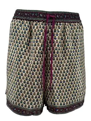 MONZLAPUR Embossed Botanical Crepe Shorts Forest Plum