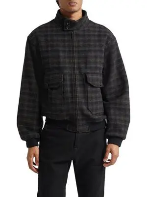 PALMES Plaid Wool Blouson Jacket - Charcoal