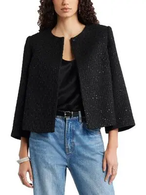 Nordstrom Collarless Bouclé Jacket - Black