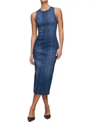 DL1961 Esme Denim Midi Sheath Dress - Sea Front