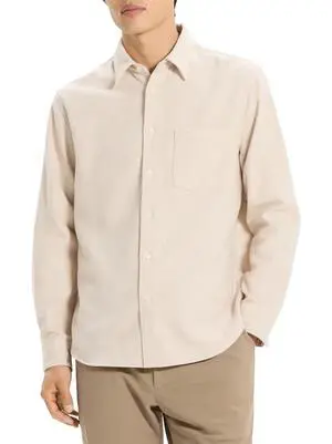 Theory Weekend Brushed Cotton Twill Button-up Shirt Alabaster Multi