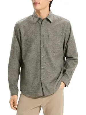 Theory Weekend Brushed Cotton Twill Button-up Shirt - Duffle Multi