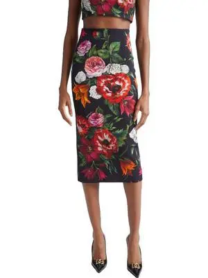 Dolce & Gabbana Floral High-waist Pencil Skirt - Floral Nero