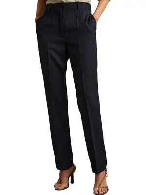 REISS Hallie Straight-leg Wool-blend Trousers - Navy