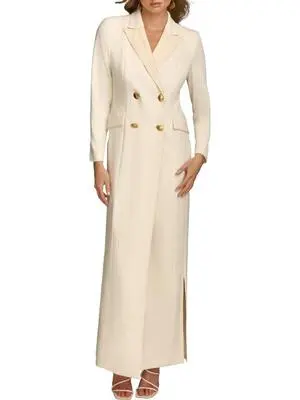 Donna Karan New York Double-breasted Crepe Blazer Gown - Pristine/pearl