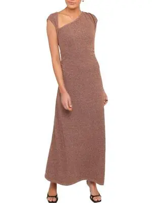 PETAL & PUP Talisa Asymmetric A-line Dress - Brown Marle