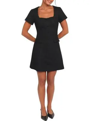 PETAL & PUP Sutton Tweed Minidress Black