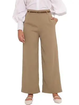 PETAL & PUP Ceres Belted Wide Leg Pants - Olive