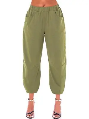 DAI MODA Cropped Barrel Leg Pants Army