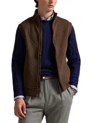 Polo Ralph Lauren Micro Quilted Cotton Zip-up Vest - Nutmeg Brown