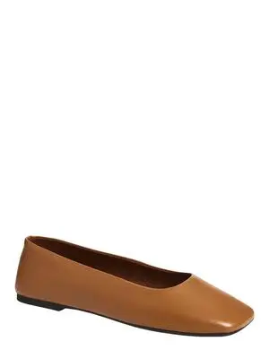 Jeffrey Campbell Listos Square-toe Leather Flats - Dusty Orange