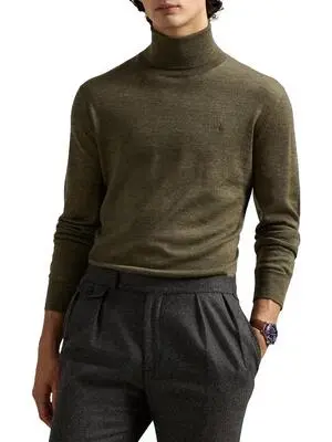 Ralph Lauren Merino Wool Turtleneck Sweater - Cargo Olive Heather
