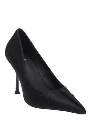 Jeffrey Campbell Pointed Toe Calf Hair Pumps - Black Longhair