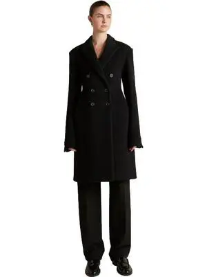Marina Moscone Wool Basque Tailored Overcoat - Black
