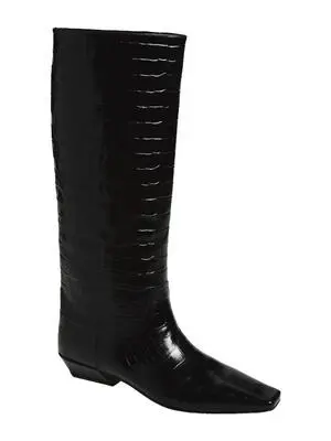 Jeffrey Campbell Croc-embossed Leather Boots - Black Croco