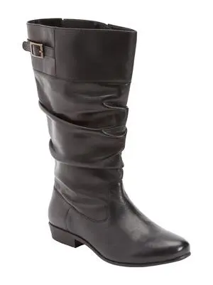 COMFORTVIEW The Monica Wide Calf Leather Boots Black