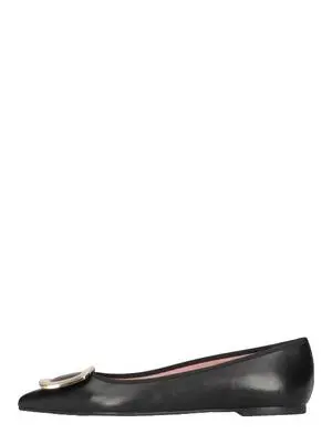 Pretty Ballerinas Pointed-toe Buckle Ballerina Flats - Black