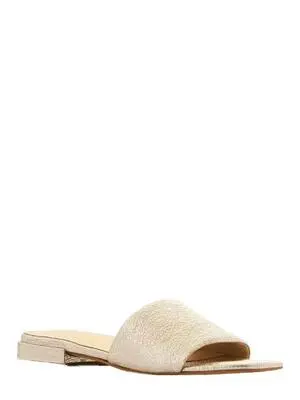 FRANKIE4 Aniston Leather Slide Sandal - Gold Texture