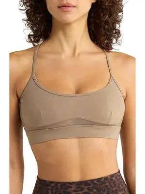 MPG Sculpt Mesh Inset Sports Bra - Caribou