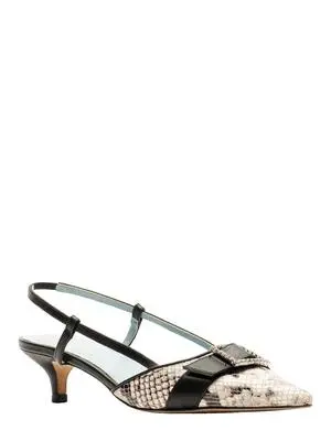 FRANCES VALENTINE Cutie Slingback Pointed-toe Kitten Heel Pumps - Black/white